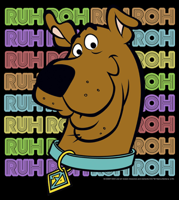 Men's Scooby Doo Ruh Roh Background Text Adult T-Shirt