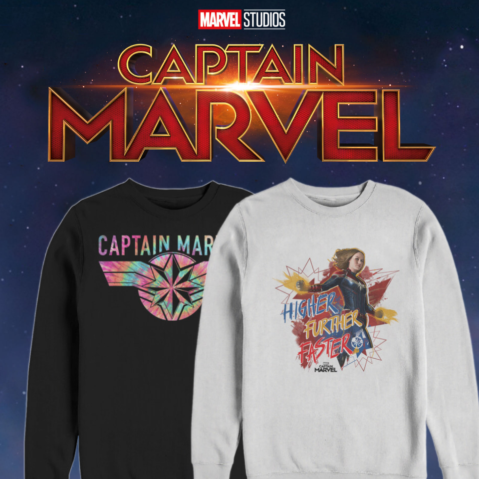 Officially Licensed Captain Marvel Sweatshirt For Ultimate Heroic Style ...