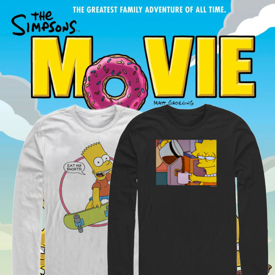 Officially Licensed The Simpsons Long Sleeve Iconic Character Apparel ...