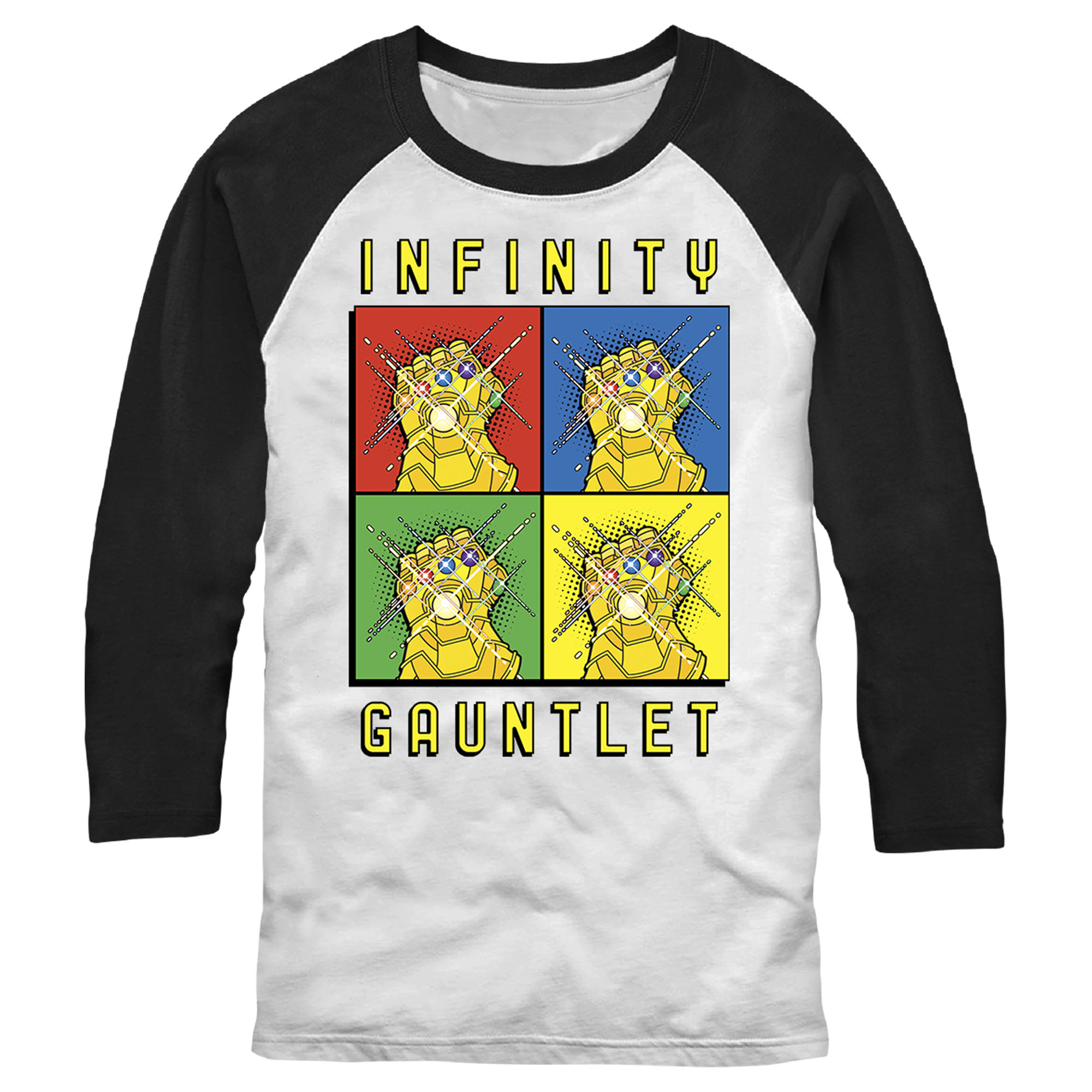 Men's Marvel Infinity Gauntlet Retro Boxes Adult Baseball Tee
