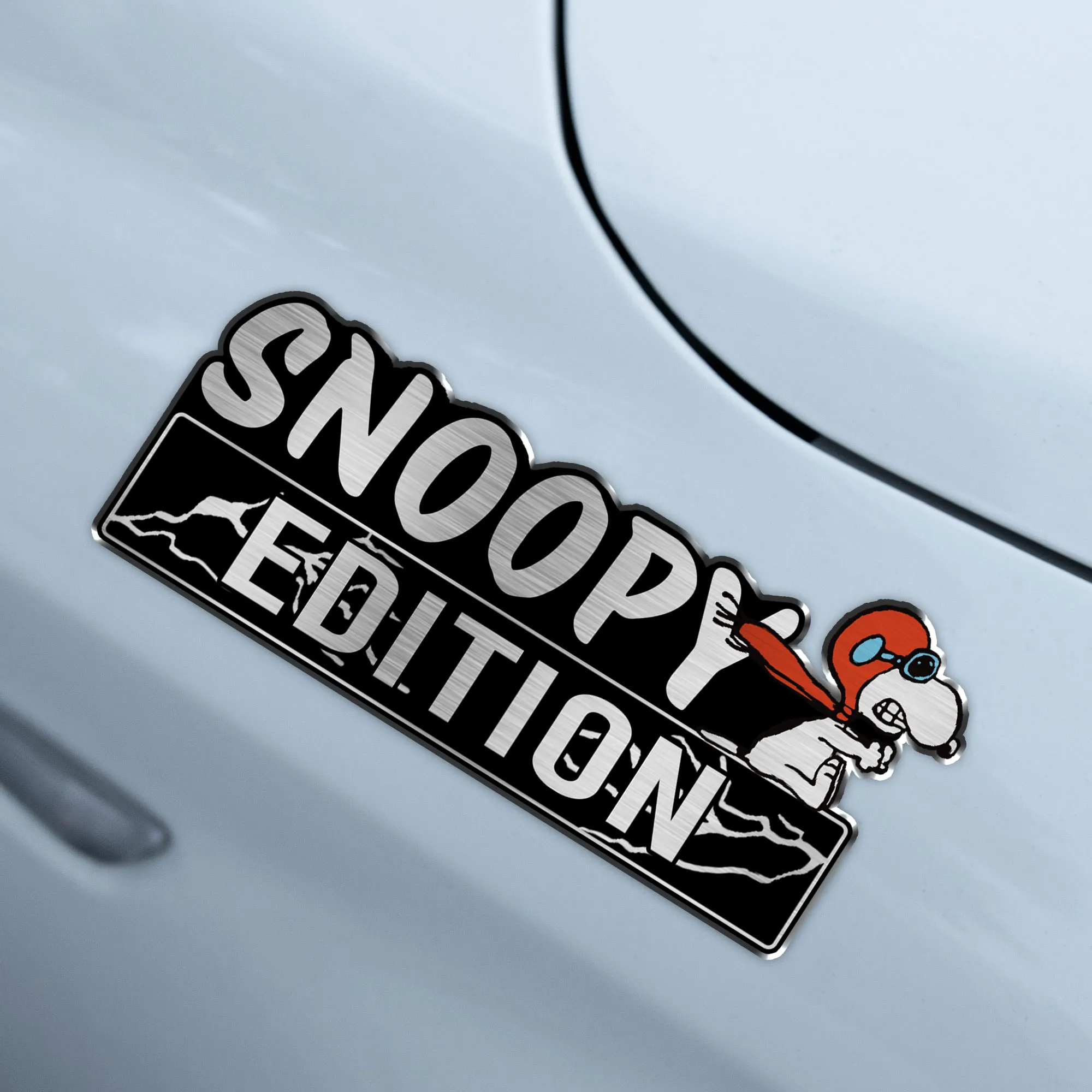 Snoopy In Red Baron Gear Edition Car Name Badge | Bonkadoo